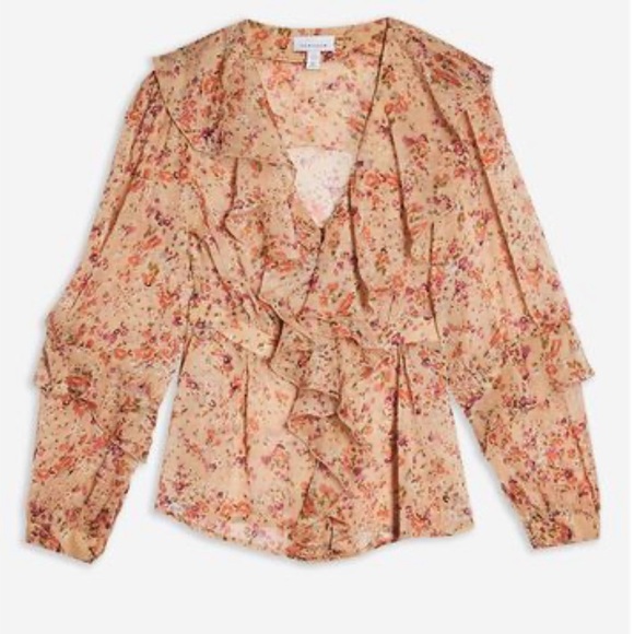 Topshop | Tops | Topshop Floral Ditsy Print Ruffle Button Down Blouse | Poshmark